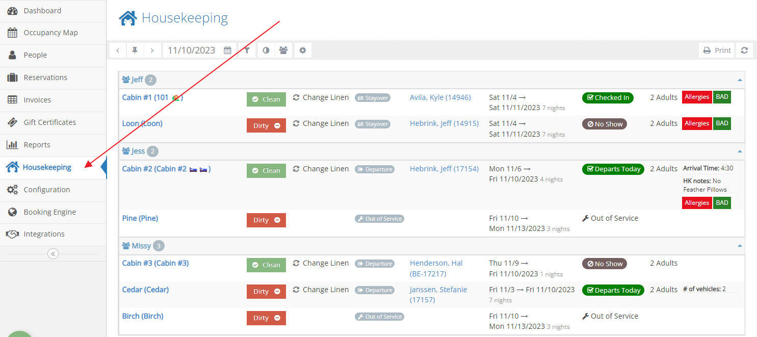 The Housekeeping Section